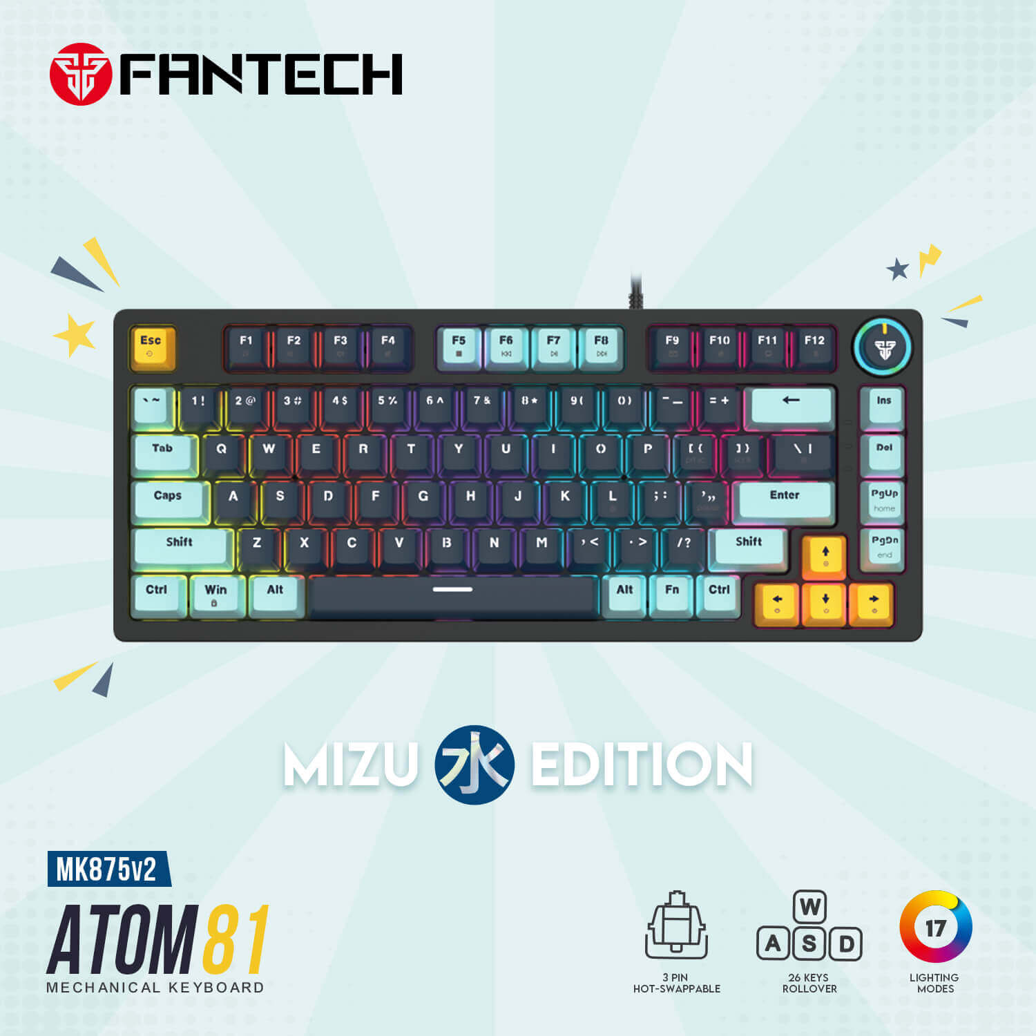 FANTECH ATOM81 MK875V2 MECHANICAL GAMING KEYBOARD – MIZU SERIES NAVY BLUE - Notebook stores