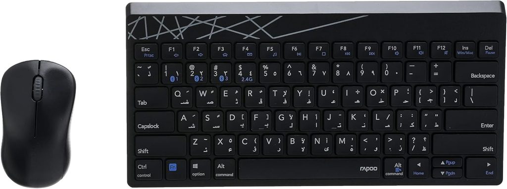 Rapoo 8000M Multi-mode Wireless Keyboard Mouse Combo Bluetooth 3.0/4.0 RF 2.4G switch between 3 ...